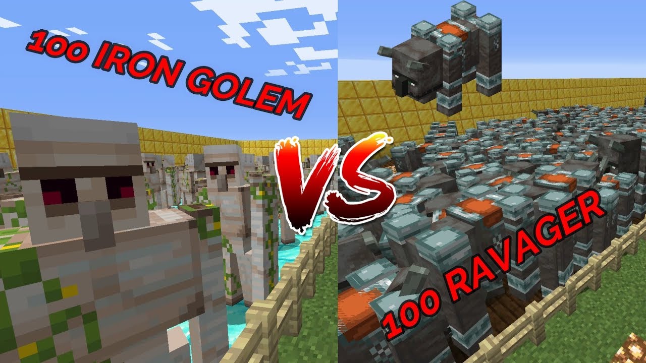 100 Iron Golem VS 100 Ravager!!!!!! - YouTube