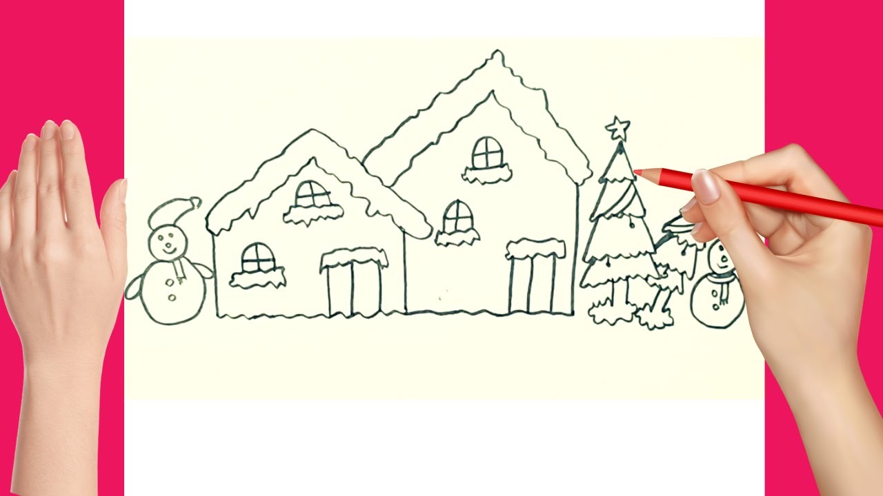 "How To Draw Santa,🎅 Christmas Tree🎄, and Santa's House🏠 | Step-by-Step ...