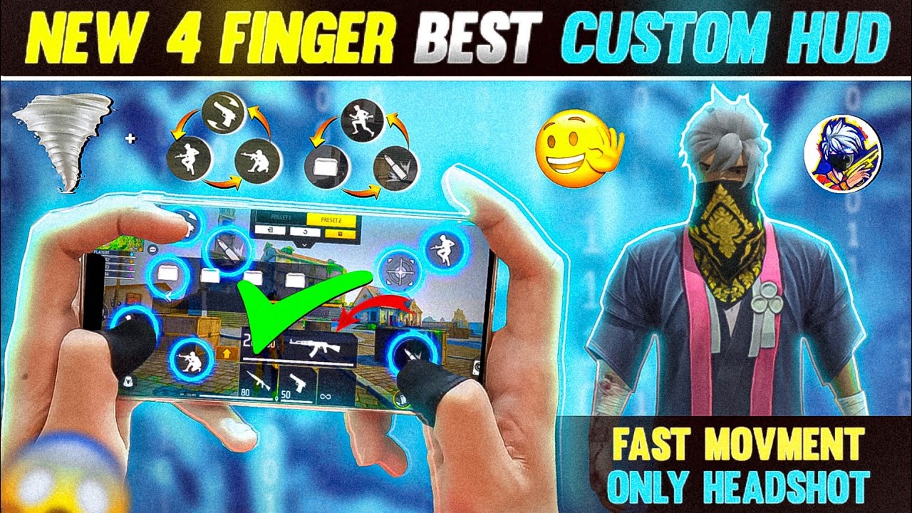 EASY New Top 5 Best 4 Finger Custom Hud Free Fire 2024⚡🔥{MOVMENT ...