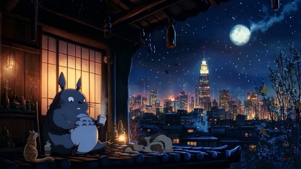 🌙 Totoro Lofi Vibes | Ghibli Night Ambience for Reading, Relax & Deep ...