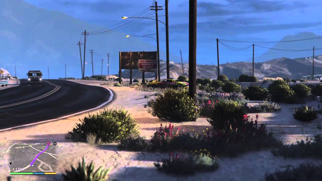 GTA V - Driving to Sandy Shores with the cinematic camera - YouTube