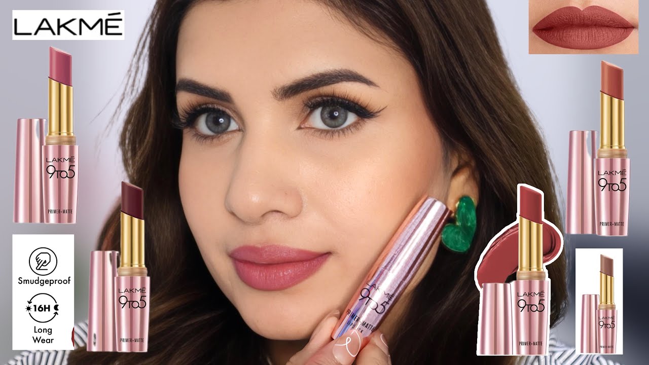 Lakme 9 to 5 primer+matte lipstick swatches | Review - YouTube