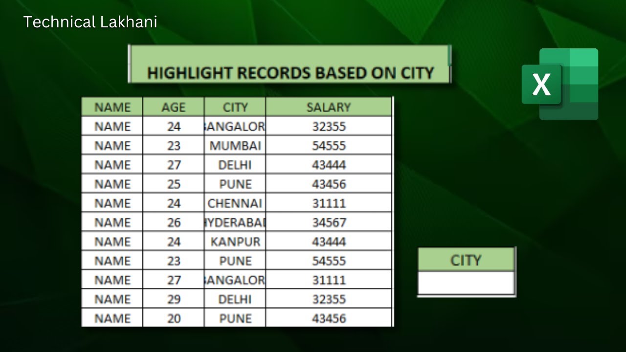 Highlight City In Excel #excel - YouTube