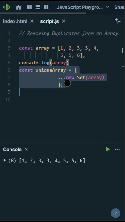 Removing Duplicates From An Array Javascript Shorts Codingshorts Youtube