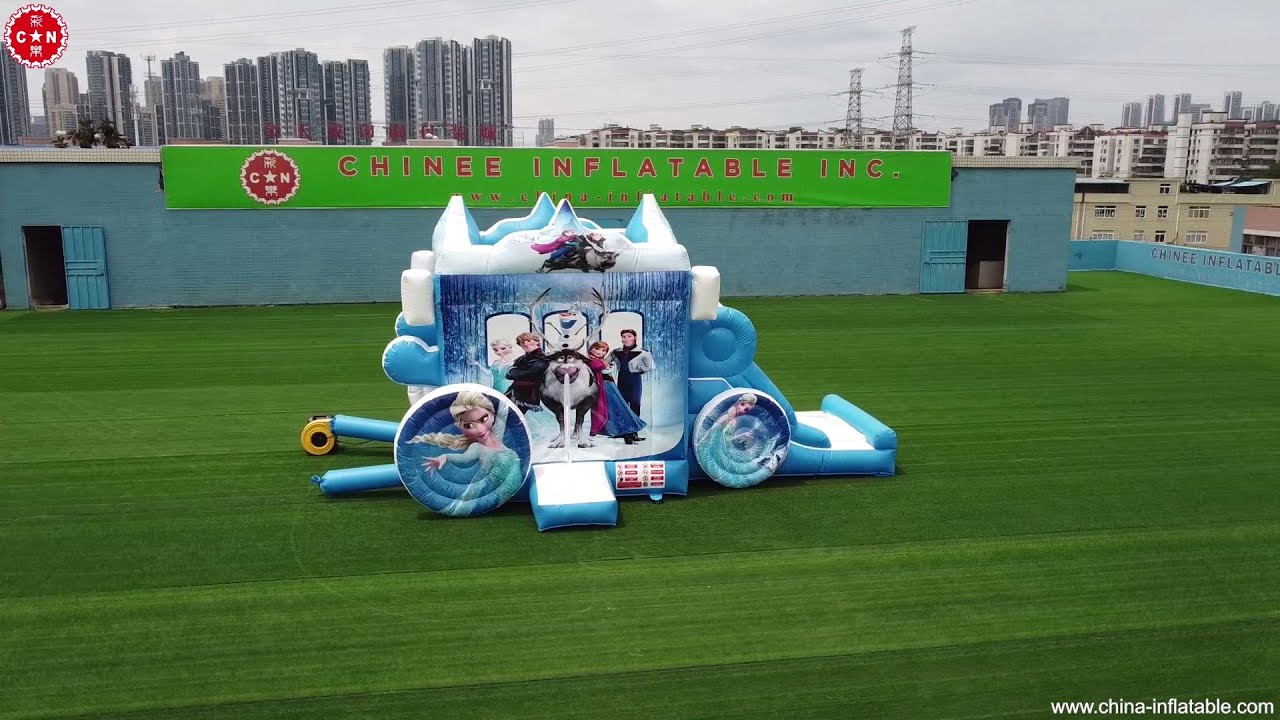 Inflatable Frozen carriage combo Elsa castle jumping house with slide ...