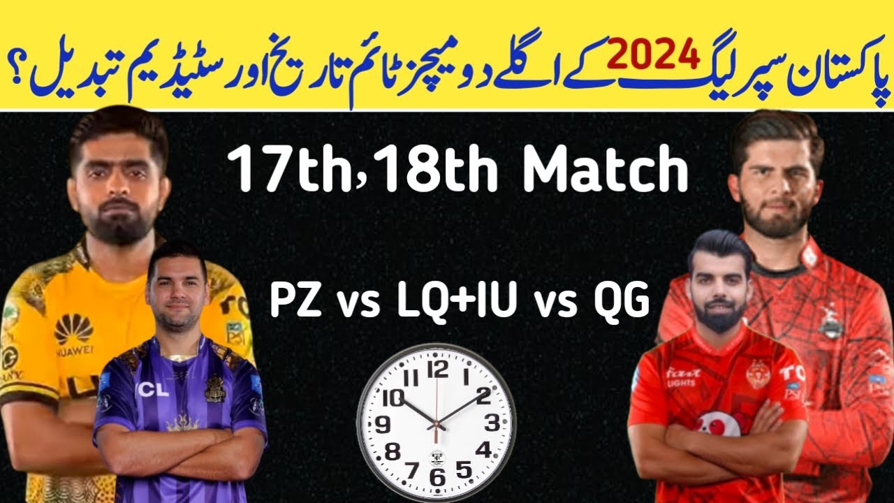 PSL 9 Next Matches Schedule 2024 | Peshawar Zalmi vs Lahore Qalandar ...