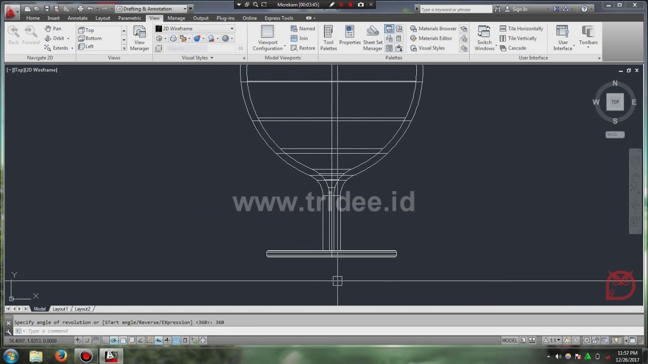 cara membuat gelas 3D di autocad - YouTube