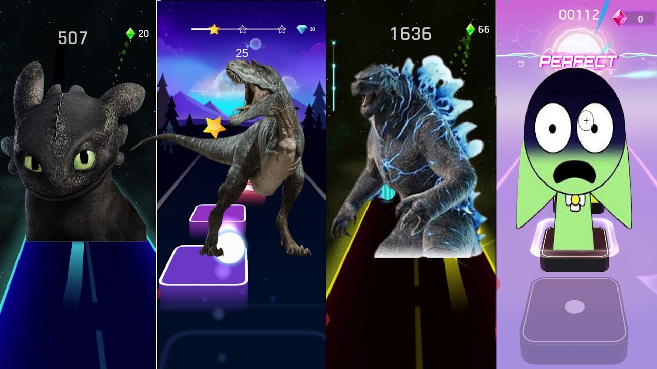 HOW TO TRAIN YOUR DRAGON 🆚 JURASSIC WORLD 🆚 GODZILLA 🆚 SPRUNKI in Tiles ...