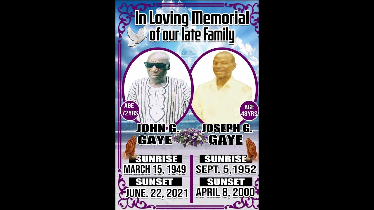 MEMORIAL SERVICE IN HONOR OF JOHN GAYE AND JOSEPH GAYE PART 2 - YouTube