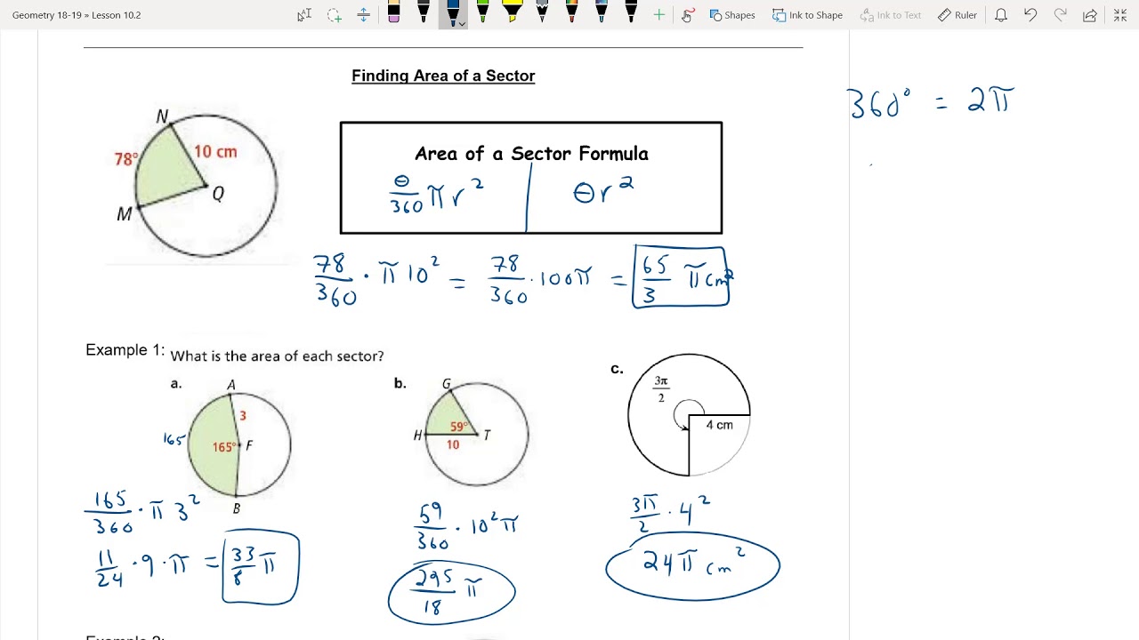 Lesson 10.2 - Area of Sectors - YouTube