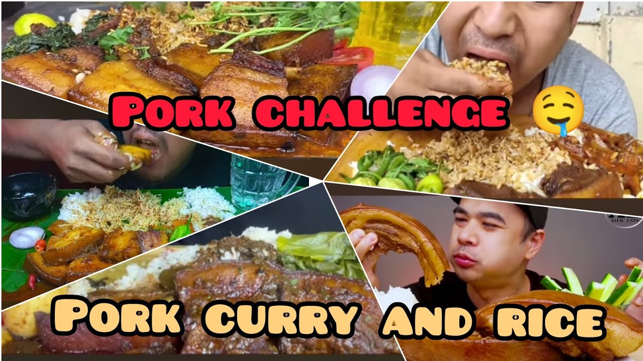 PORK CURRY EATING CHALLENGE 🤤|| PORK CURRY AND RICE #pork - YouTube