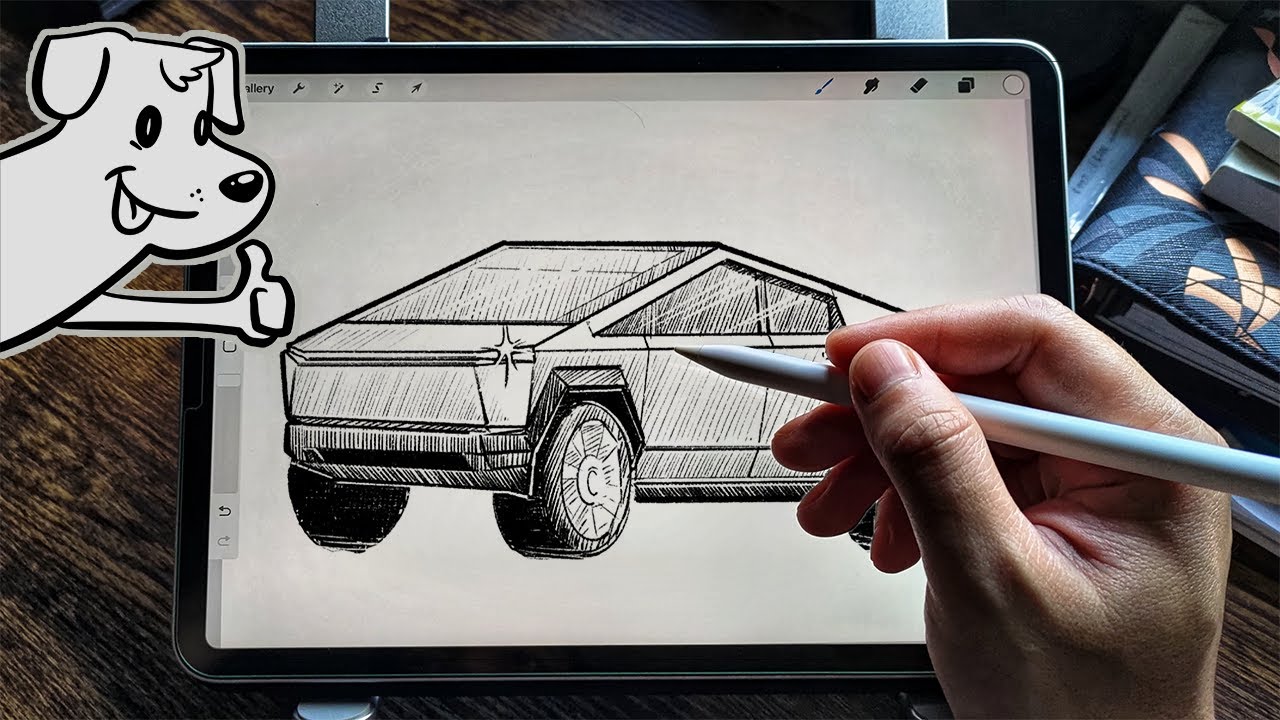 How to draw Tesla Cybertruck 🛻 - YouTube