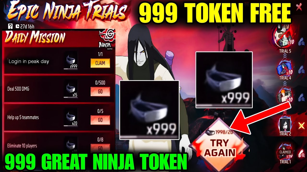 HOW TO GET UNLIMITED GREAT NINJA TOKEN IN FREE FIRE || GREAT NINJA ...