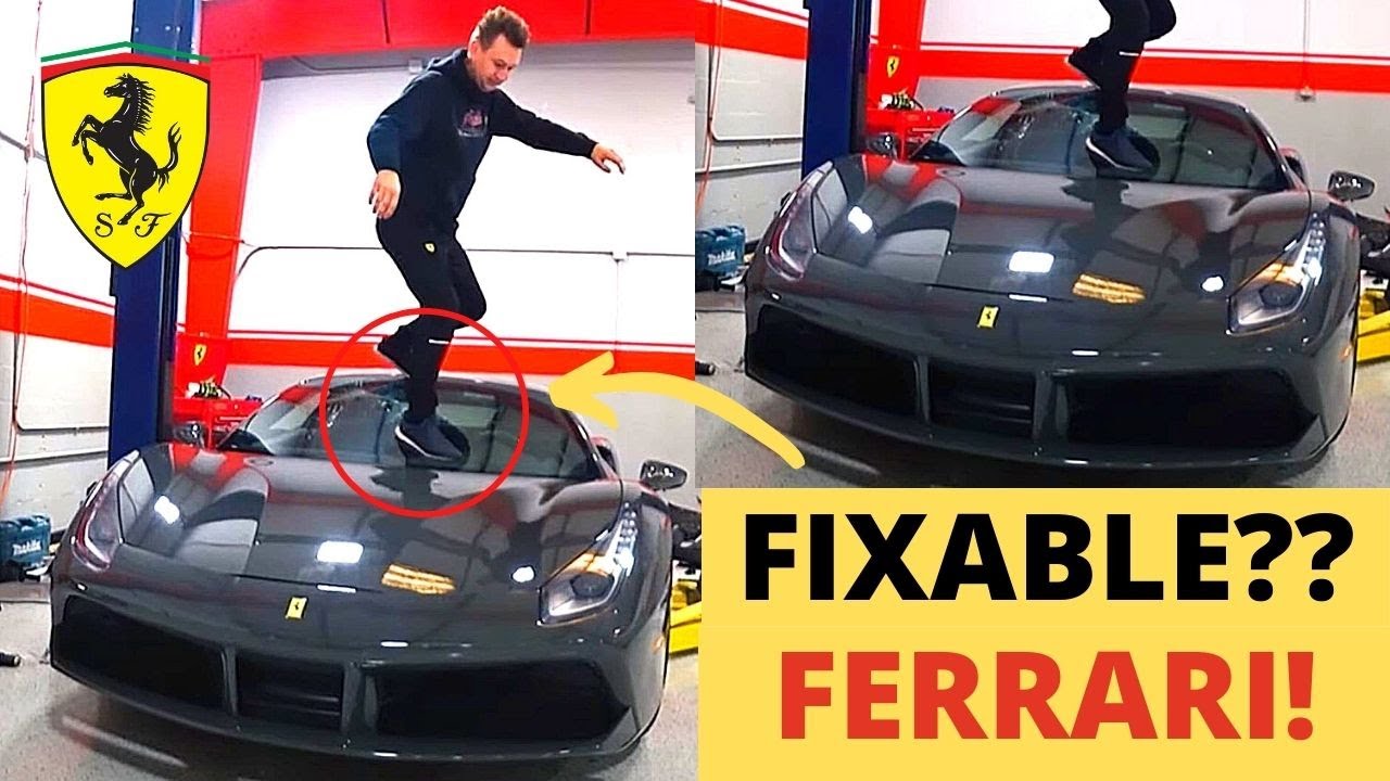 How Strong is FERRARI Windshield?? Rebuilding WRECKED 2018 Ferrari 488 ...