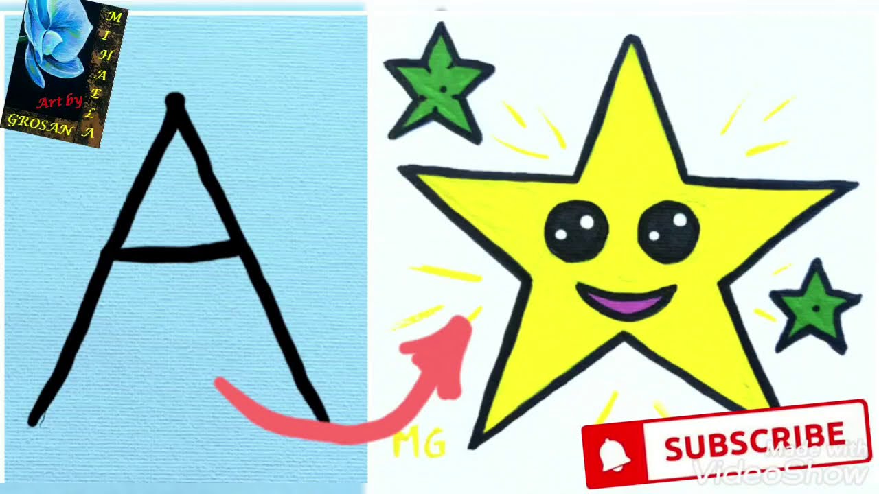 Cum se Picteaza o STEA ⭐ Transformă Litera A intr-o Stea! 🎨Strălucește ...