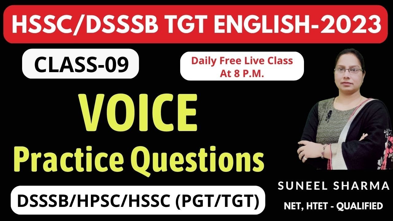 DSSSB/HSSC/HPSC-2023 PGT/TGT ENGLISH GRAMMAR | LIVE CLASS -09 | VOICE ...