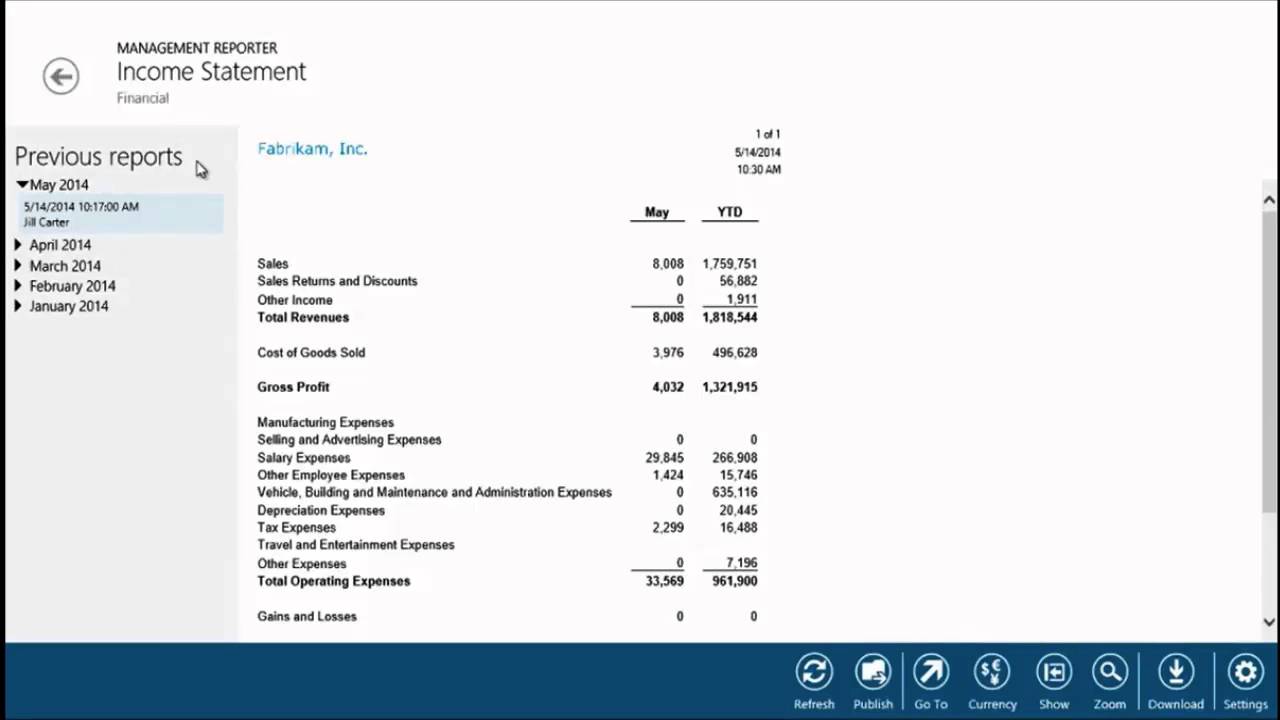 Management Reporter | Viewing a Report in the Web Viewer | Dynamics 365 ...