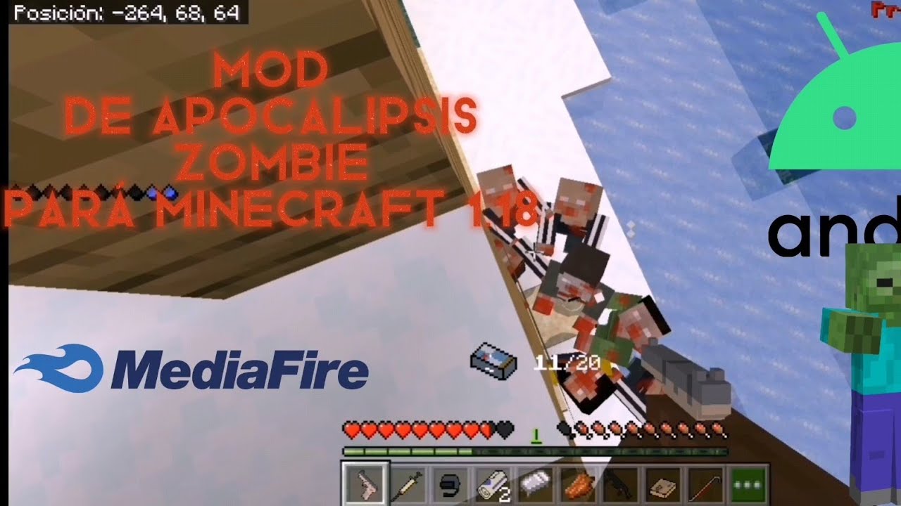 mod de apocalipsis zombie para minecraft bedrock 1.18 android cj - YouTube