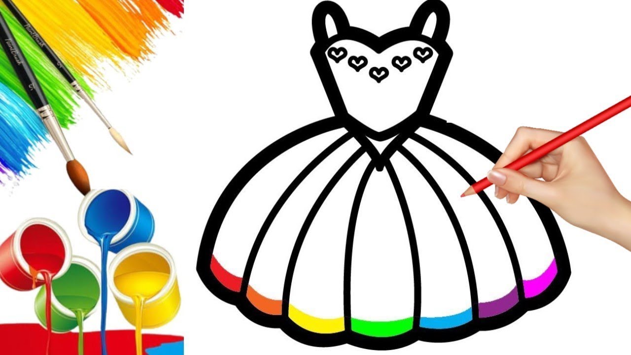Dress drawing,painting, and colouring for kids| Toddler| how to draw # ...