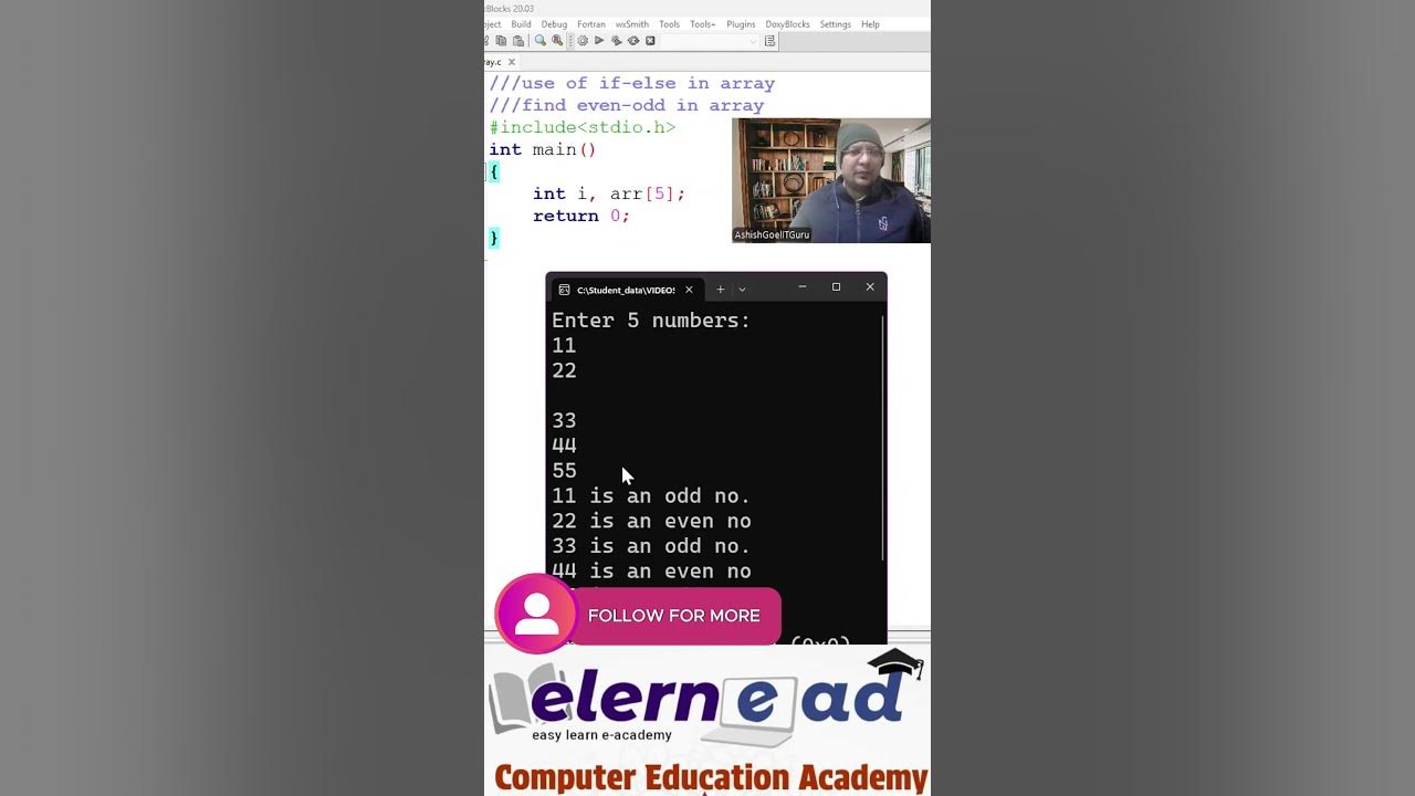 Find Even Odd Numbers In An Array In Clanguage Programming Coding Learncodingeasily Skills 4529