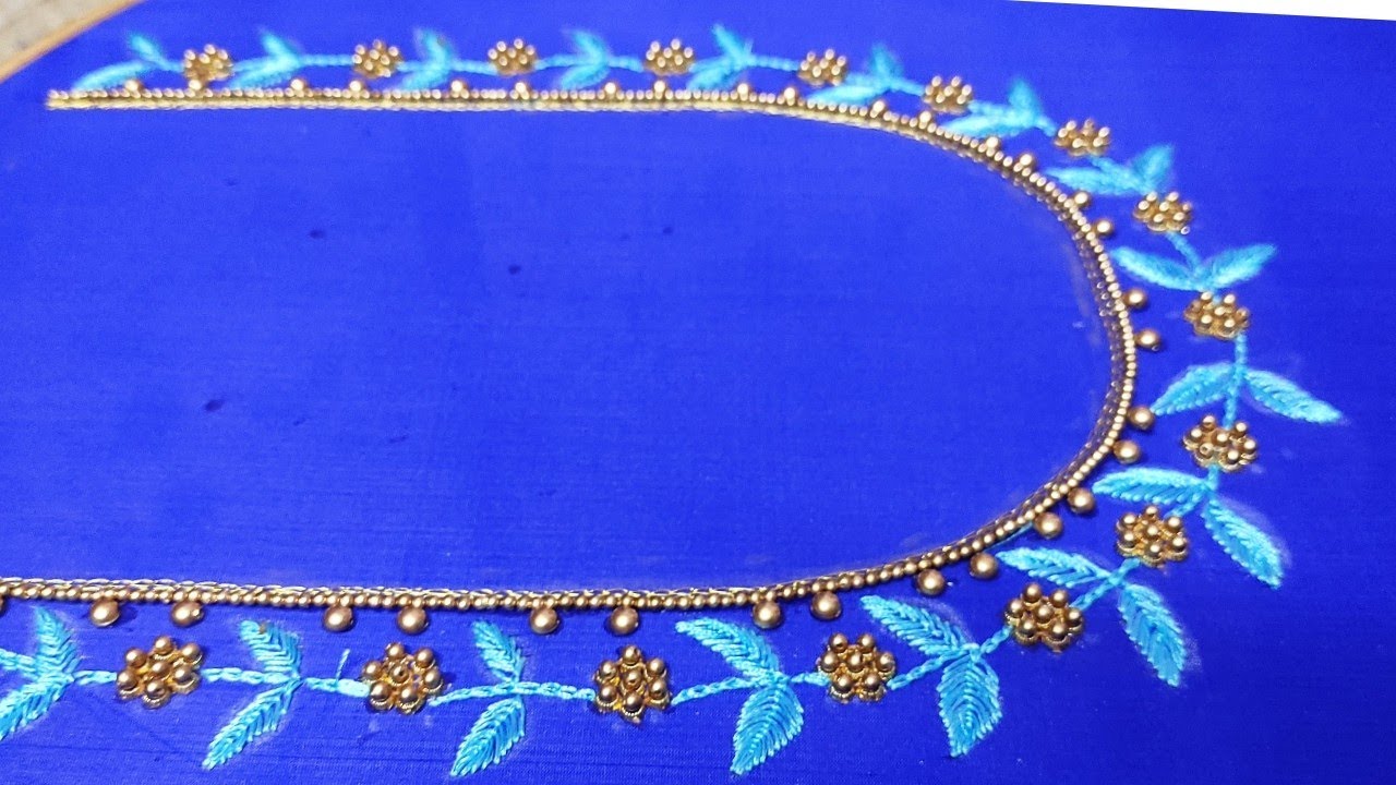 aari work|neck design|using normal needle@sunaariwork - YouTube