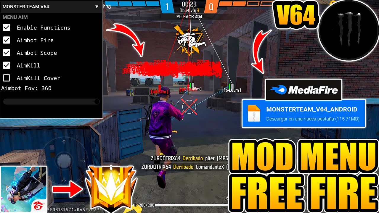 ¡NUEVO! MOD MENU Free Fire MONSTER TEAM V29 Mediafire Link Semi Directo ...
