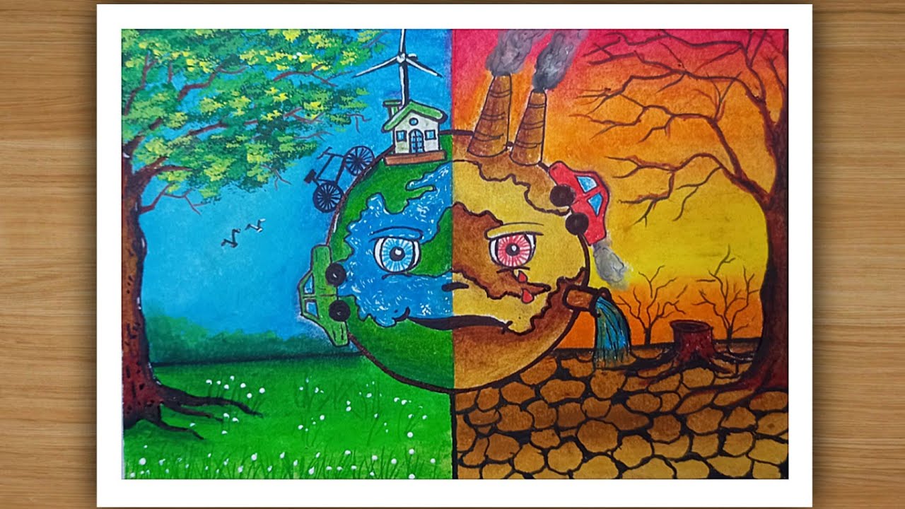 Save Environment Save Earth drawing with oil pastel|World Environment ...