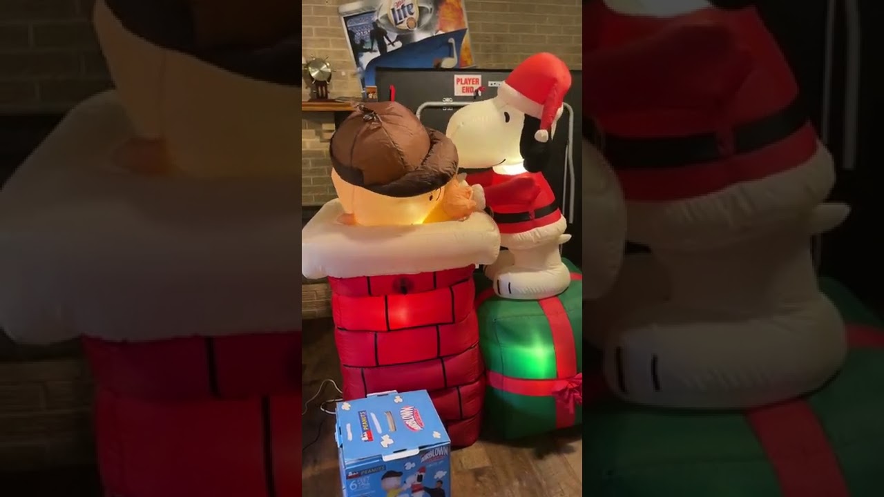 Gemmy 2007 Snoopy & Charlie Brown Chimney Pop Up Yard Inflatable ...