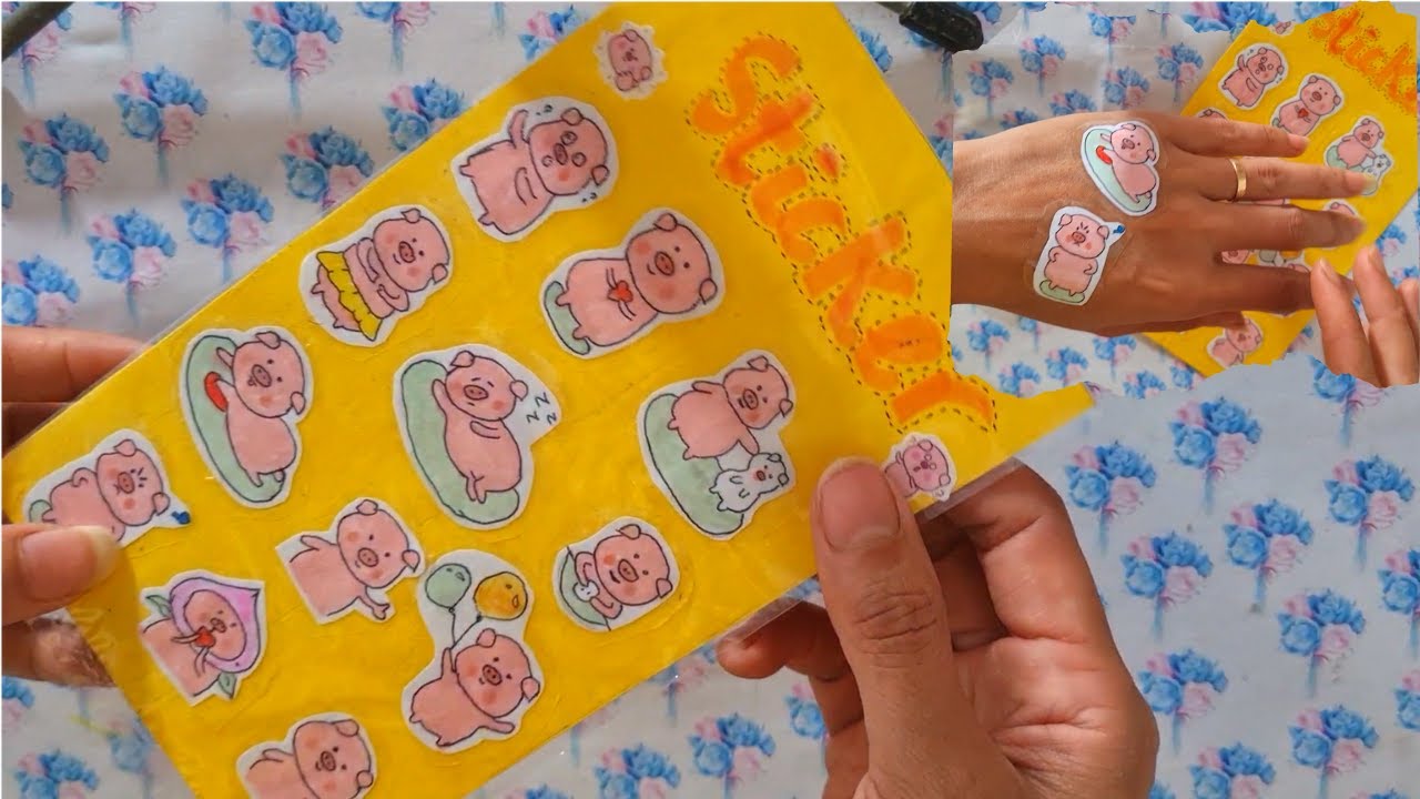 Làm sticker heo cute không cần băng keo hai mặt/ Minh Dương handmade ...