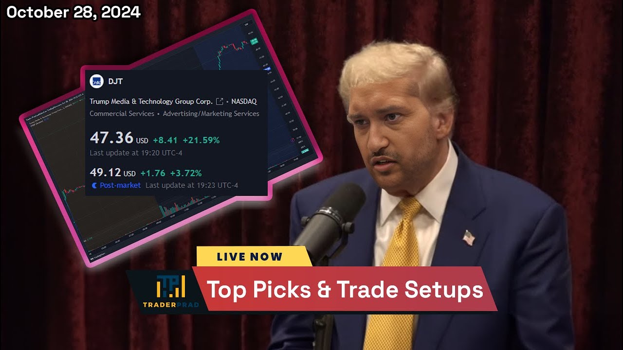 🔴LIVE: Trump On JRE Makes $DJT Close 21% Higher | Top Plays for October ...