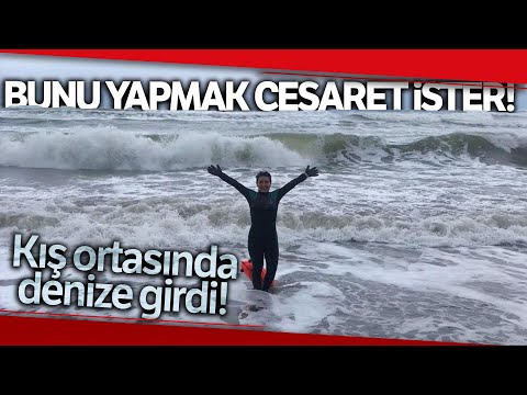 İngiltere'de Yaşayan Sağlıkçı, Sağlık İçin Karadeniz’de Kış Ortasında Denize Girdi