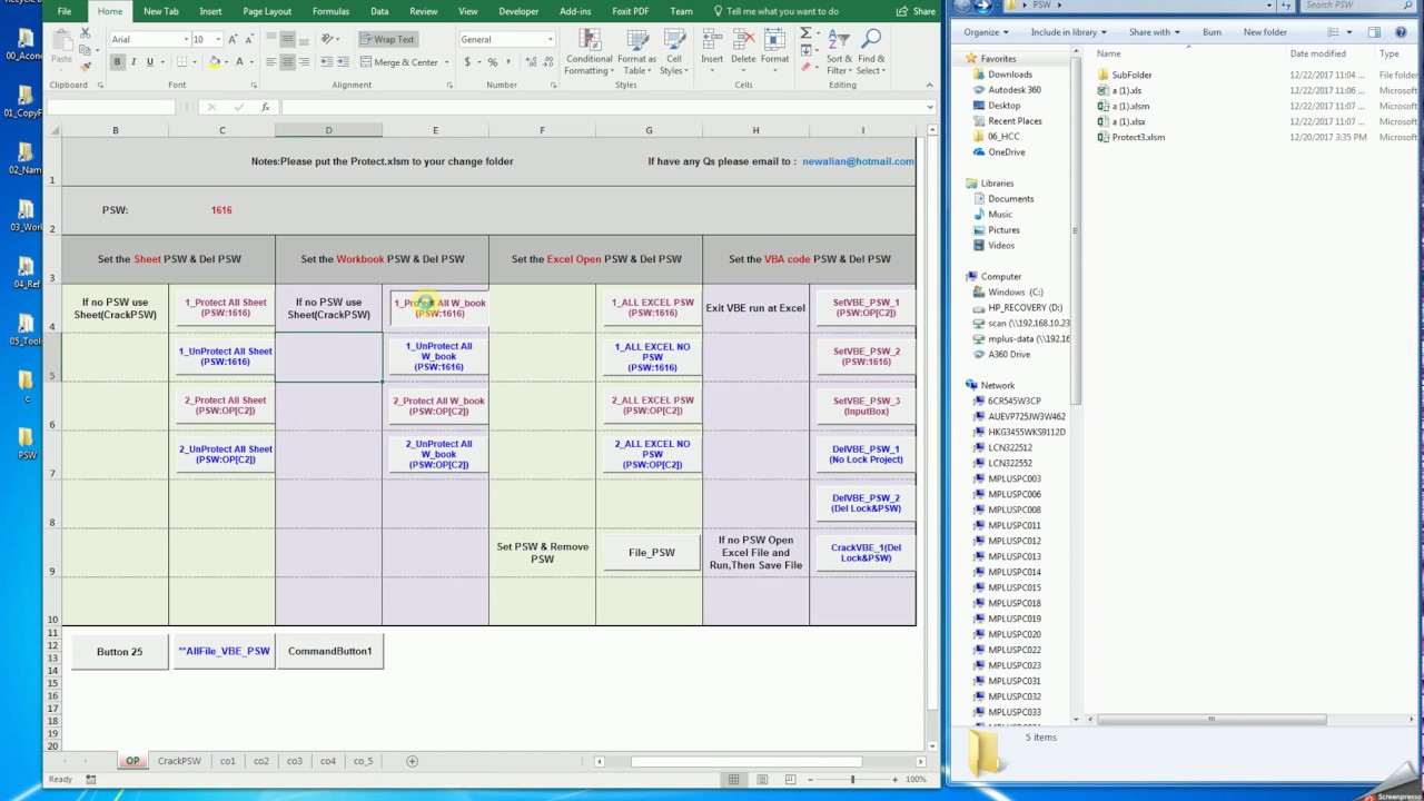 E02 Sheet/Workbook/Excel/Code Protect or Unprotect (PSW) - YouTube