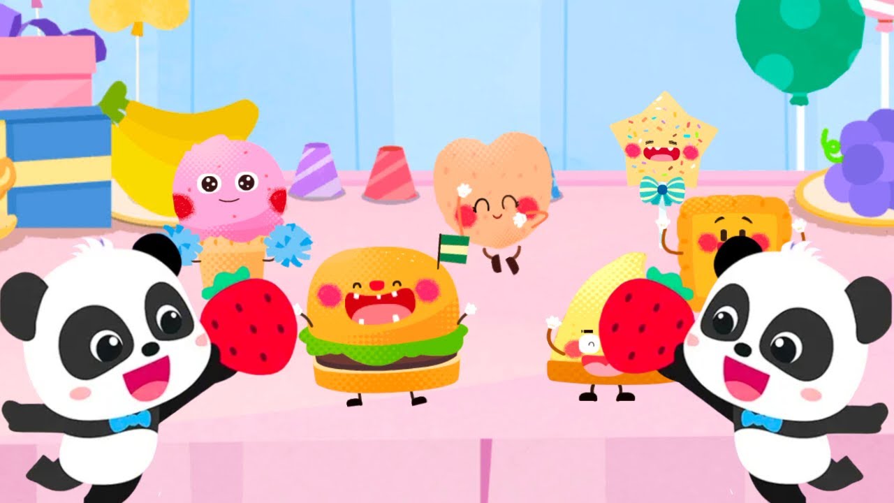 Baby panda`s food party Dress Up🎂🍇Baby Bus kids for game Ep 15 - YouTube