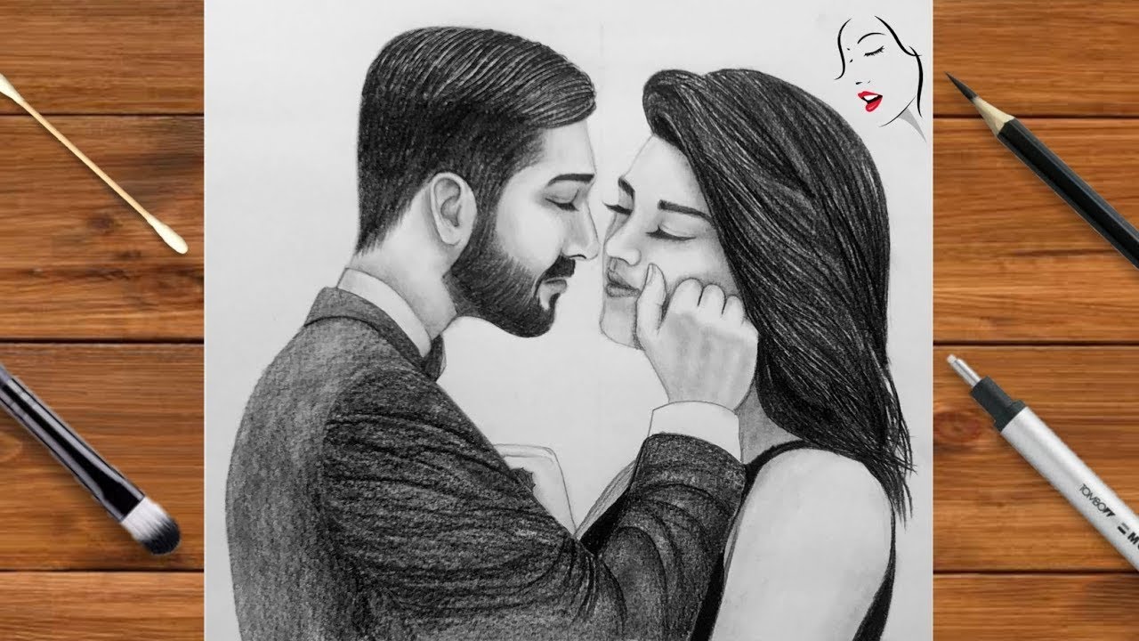 "How to draw a Romantic Couple with Pencil" | Cute Couple Drawing | Boy ...