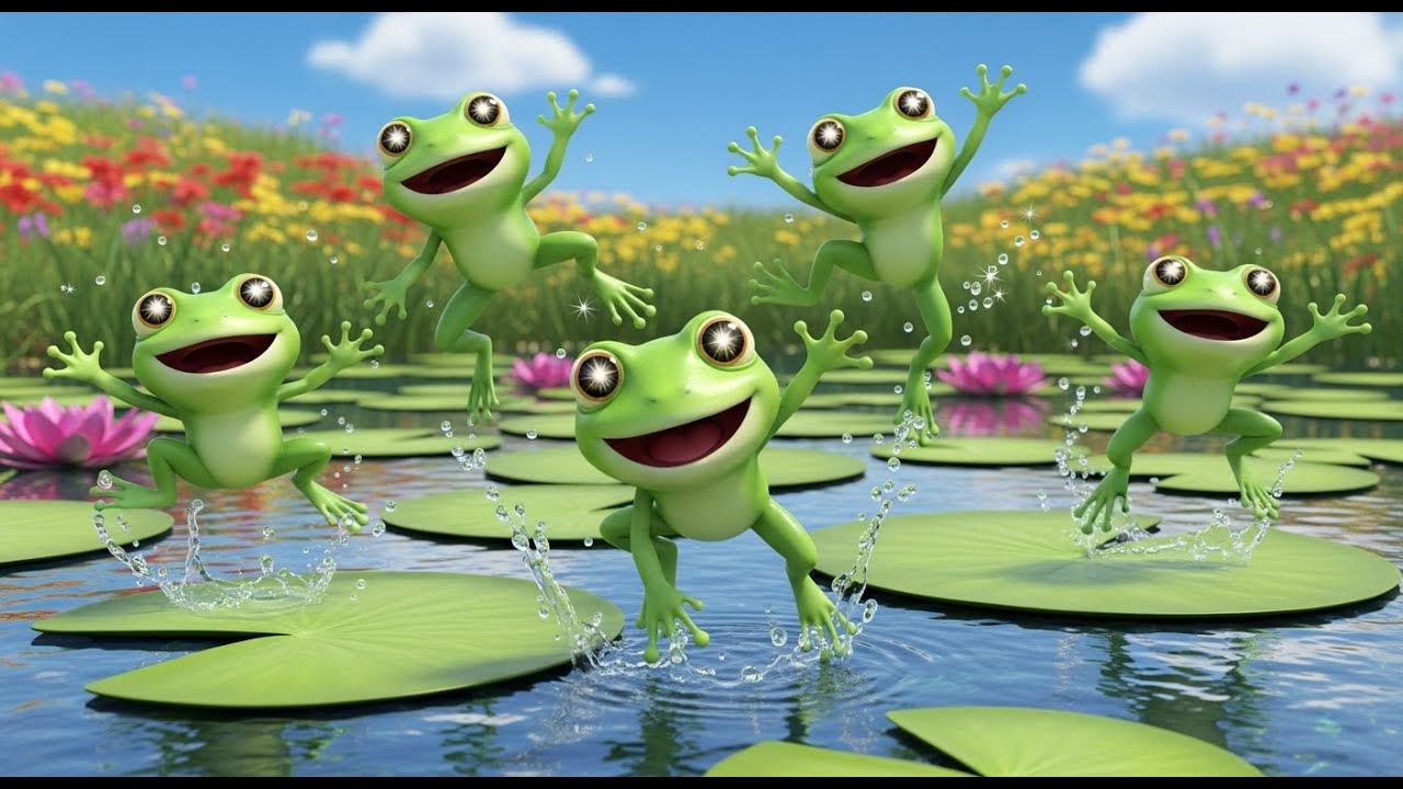 Five Little Frogs Jumping High 🐸 | Counting Song for Kids | Learn ...