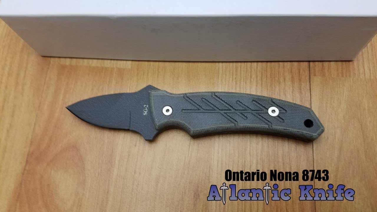 ONTARIO NONA FIXED BLADE 420 STAINLESS FULL TANG BLACK MICARTA HANDLE ...