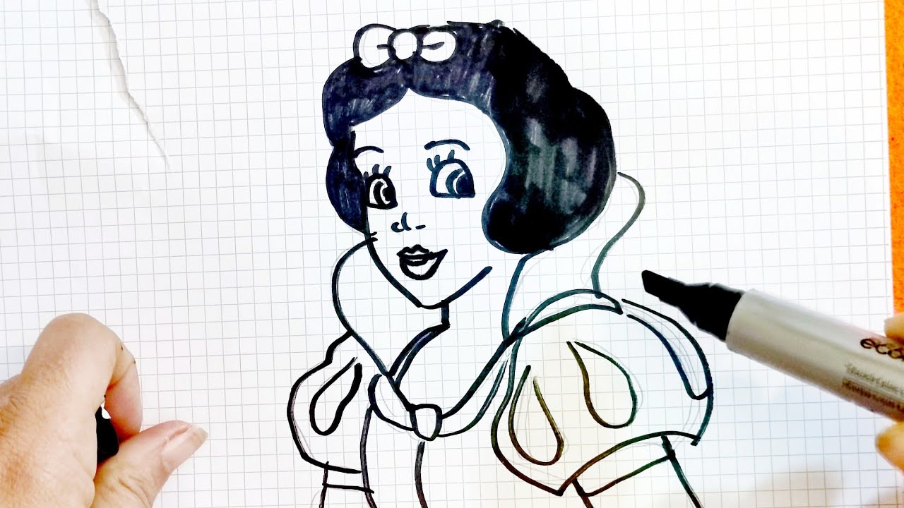 Princess Snow White step by step Easy drawing and coloring for Kids # ...