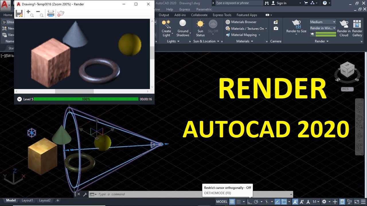 شرح الرندر فى الأتوكاد Render Autocad 2020 - YouTube