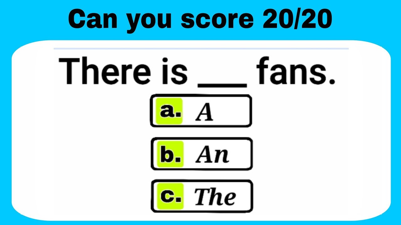 quiz on articles! a an the | Test | - YouTube