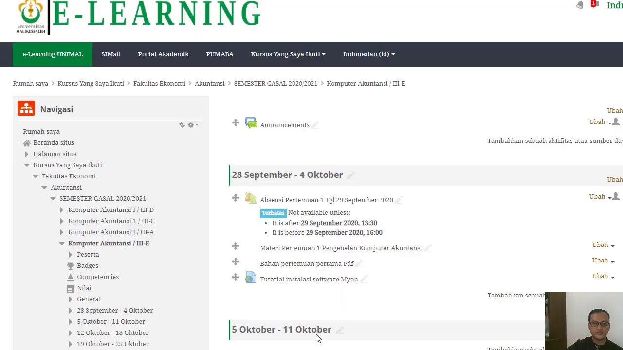 Tutorial untuk Dosen upload Bahan Mengajar dan aktivitas pengumpulan tugas E-Learning - YouTube