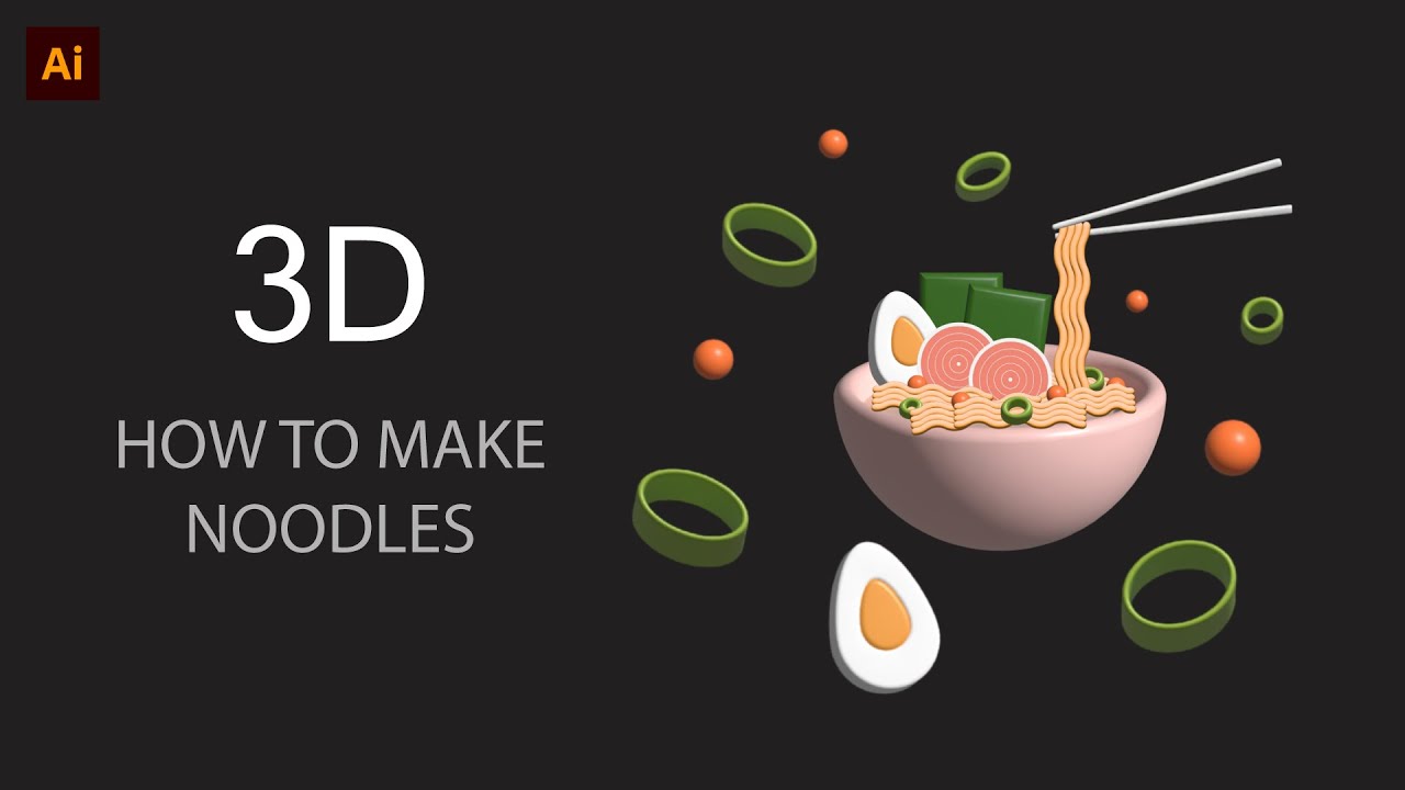 How to make 3D Ramen noodles | Adobe Illustrator tutorial - YouTube
