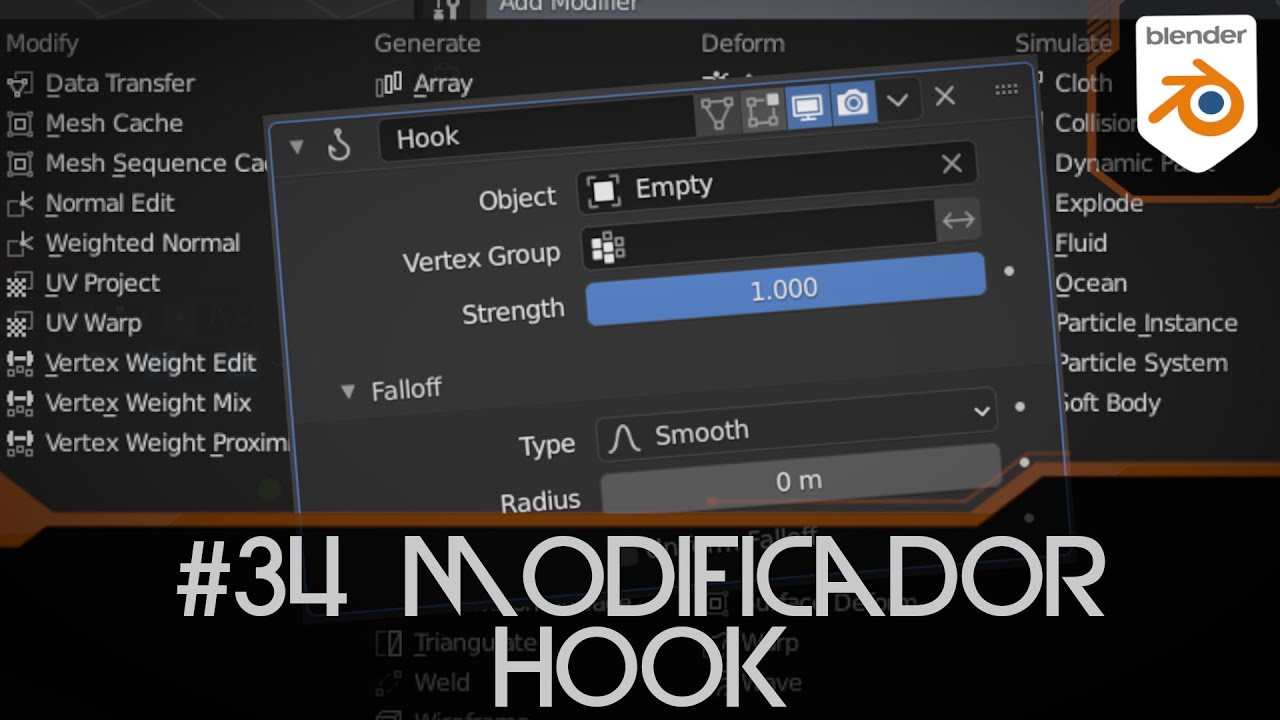 #34 Hook Modifier en Blender 2.9 - Modificadores Blender - YouTube