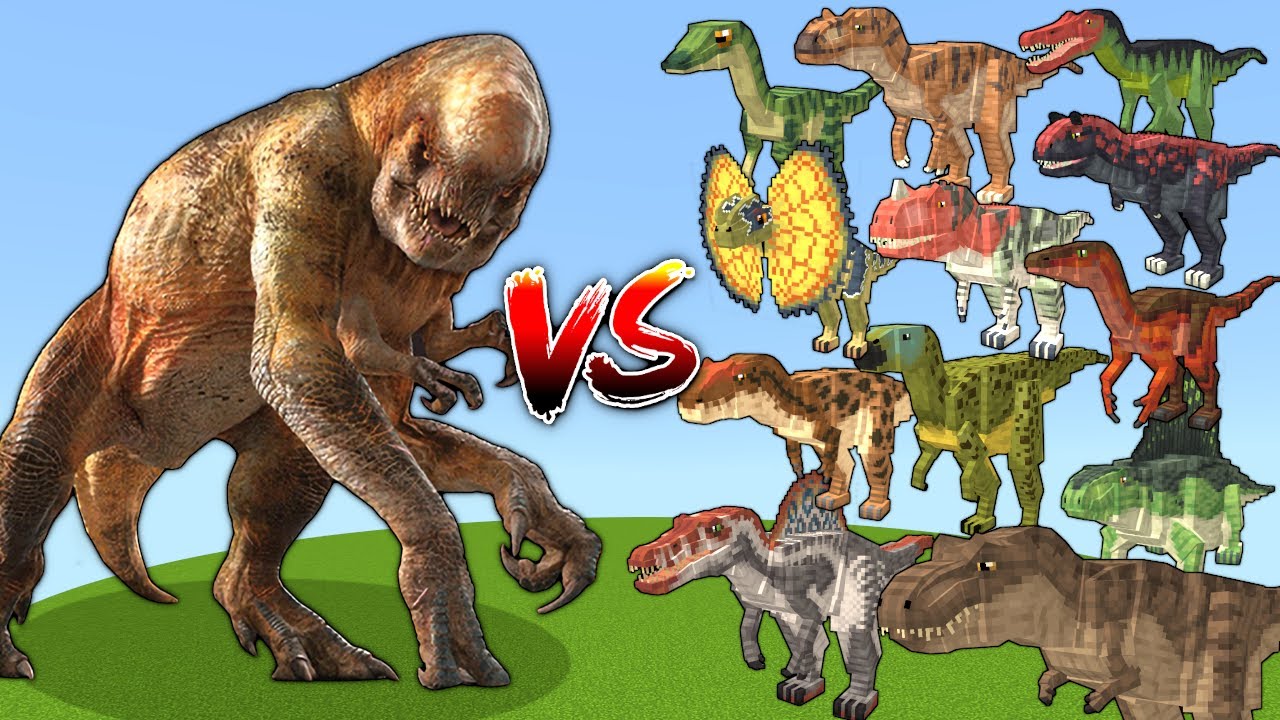 DISTORTUS REX vs ALL DINOSAUR Jurassic World Rebirth in Minecraft Mob ...