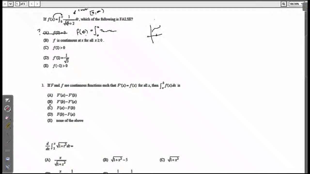 Calculus BC - Applying the Fundamental Theorem of Calculus to Sample AP ...