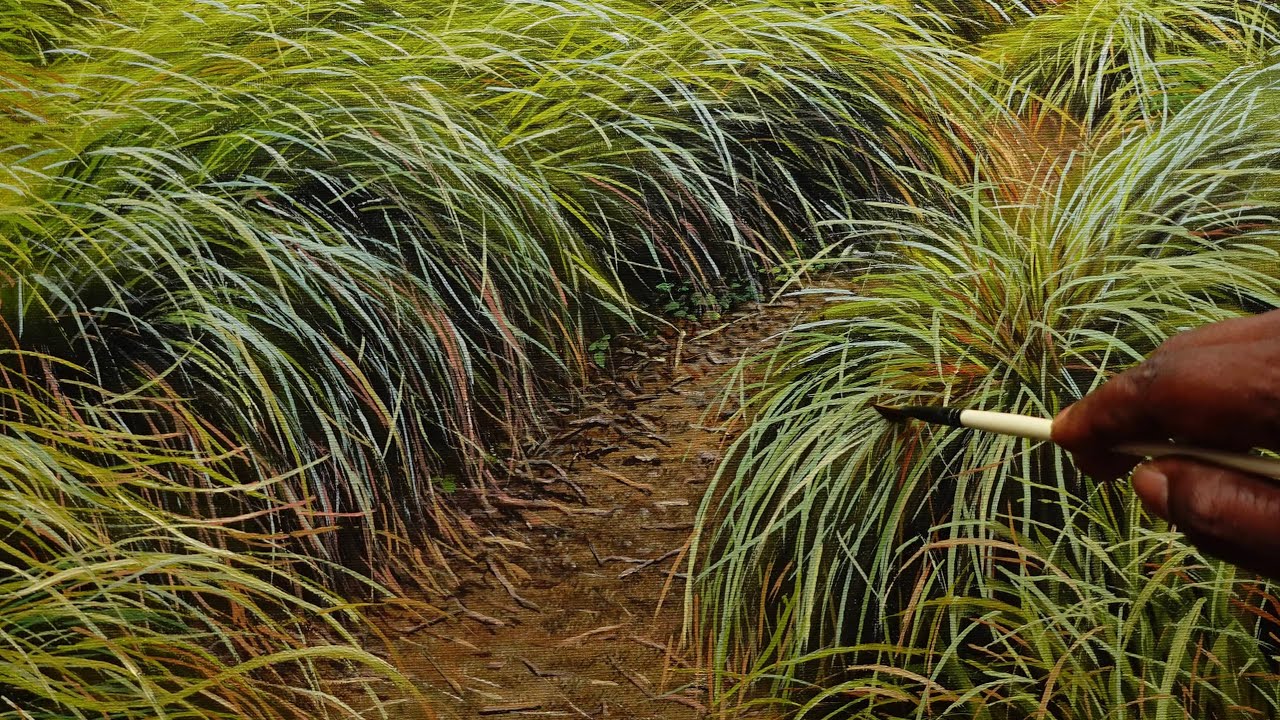 Painting Long Grass in Oil Paint Time Lapse - YouTube