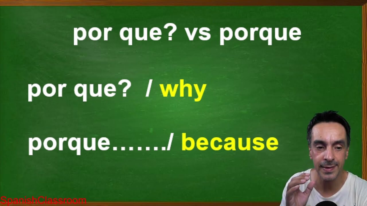 Spanish prepositions, porque vs por que? why vs because. - YouTube