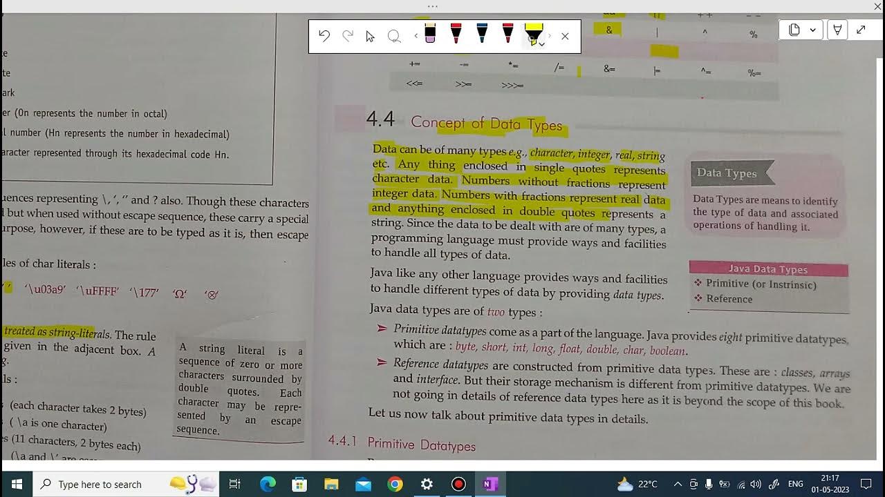 Class 9th Java I I Data Type I l Int char double - YouTube