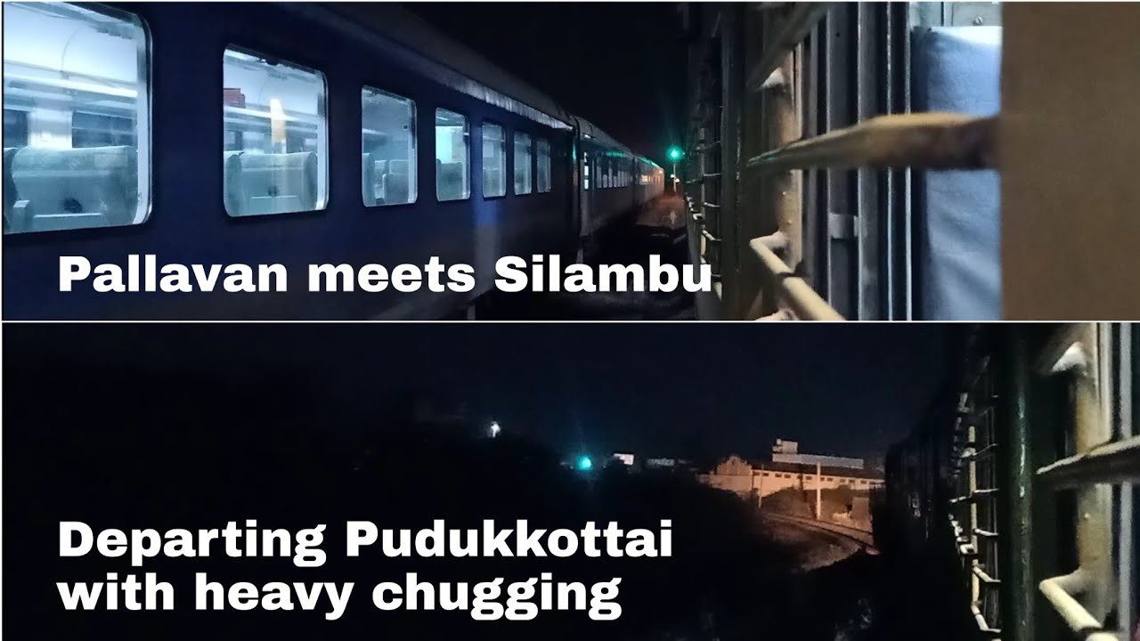 Pallavan express arrives | Silambu express departs | Single line ...
