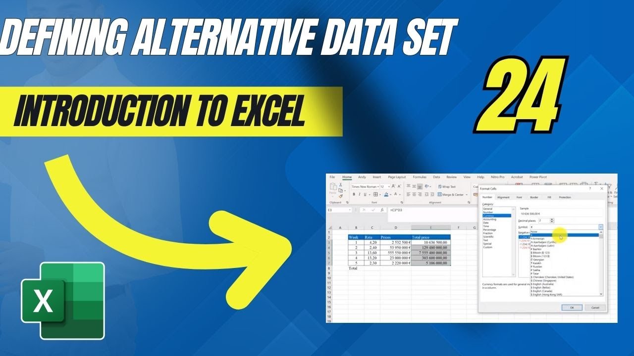 HOW TO DEFINE ALTERNATIVE DATA SET WITH EXCEL - YouTube