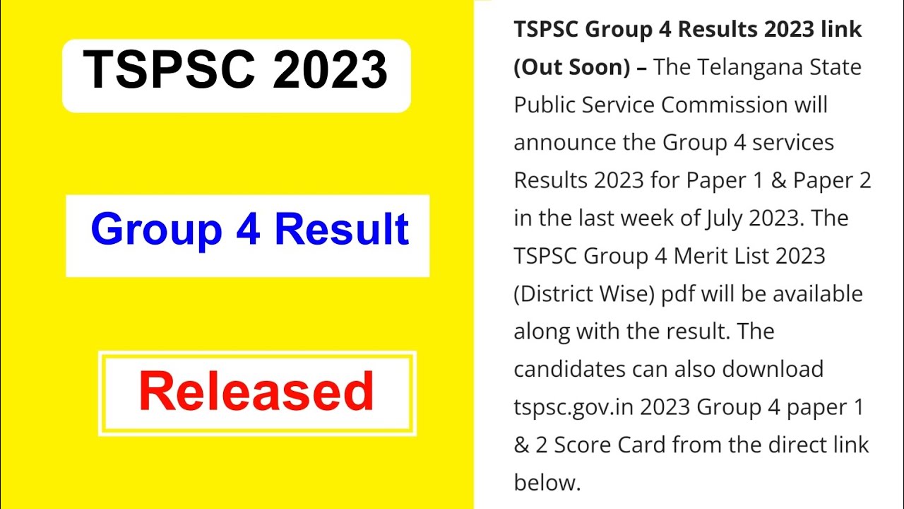 TSPSC Group 4 Result 2023 | How To Check TSPSC 2023 Result Online Full Details Explanation | MDE ...